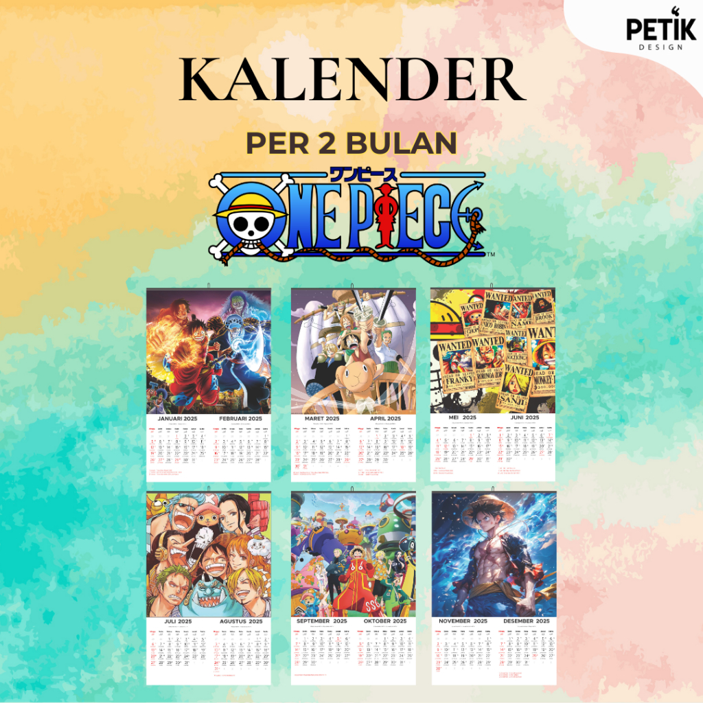 Jual Kalender Dinding Anime One Piece 2025 6 lembar Klem | Shopee Indonesia