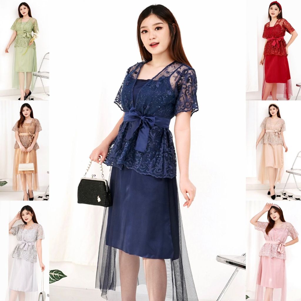 Jual (ada realpic)2in1 Dress Gracia Tile Premium Inner & Outer / Dres ...