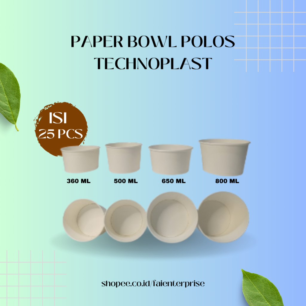 Jual Paper Bowl/Mangkok Kertas Putih Polos/ Lid Paper Bowl / Paper Bowl ...