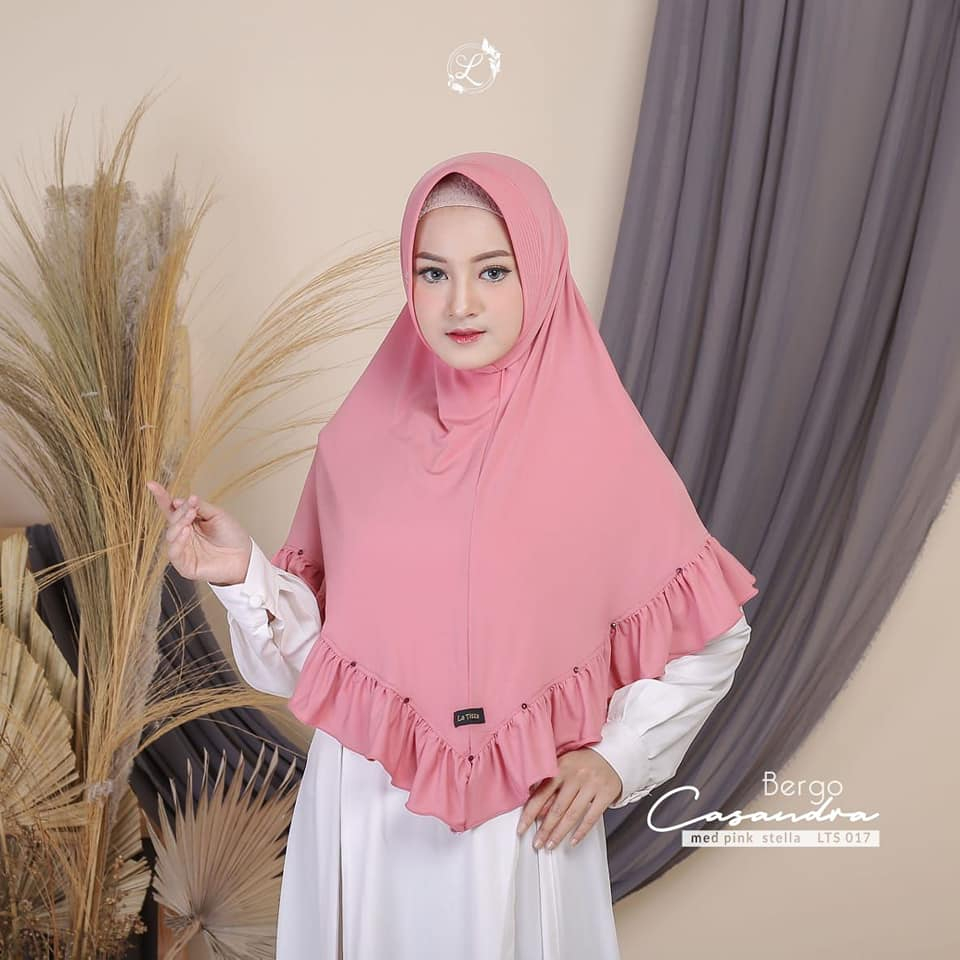Jual Baru Hijab LaTisza La Tisza Bergo Casandra Med Pink LTS 017 Stella Premium | Shopee Indonesia