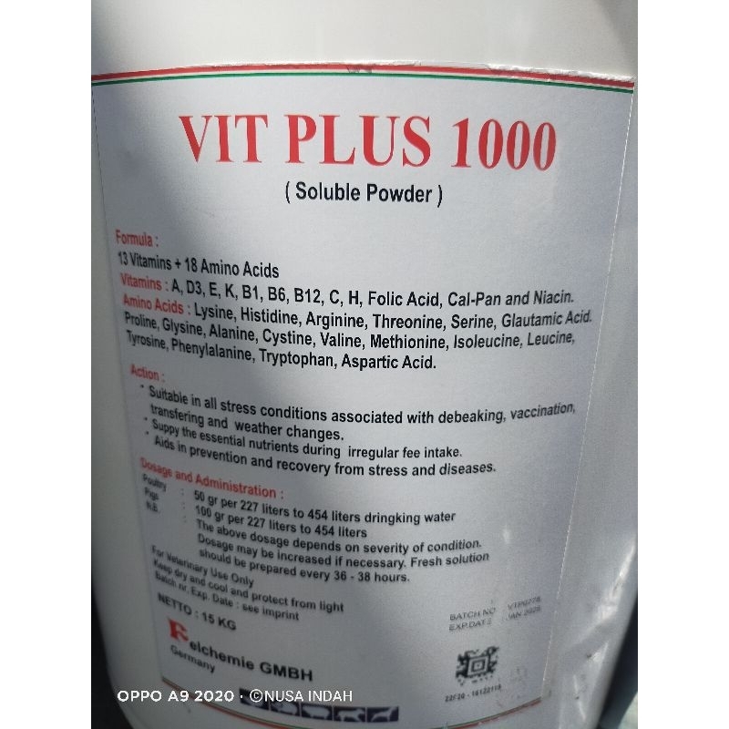 Jual Vit Plus 1000 PREMIX LEWAT MINUM ATAU PAKAN UNTUK BABI DAN UNGGAS BERISI MULTIVITAMIN PLUS ...