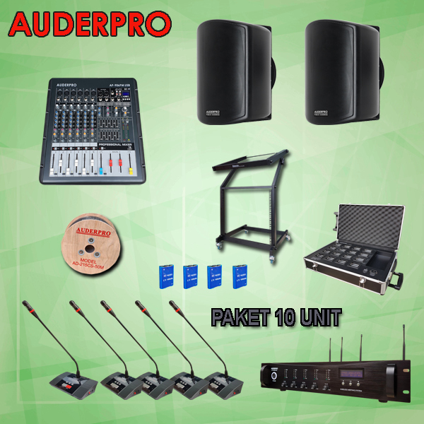 Jual MIC RAPAT CONFERENCE WIRELESS SYSTEM AUDERPRO AR12MB PAKAI 10 UNIT ...