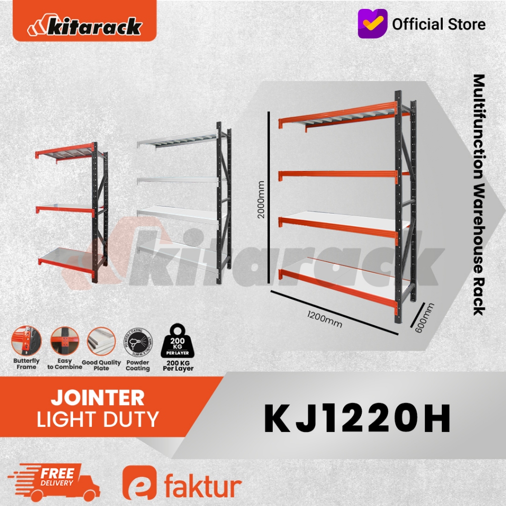 Jual KJ1220 Hitam Series Jointer Rack Gudang Besi 2M Panjang 1.2 Meter ...