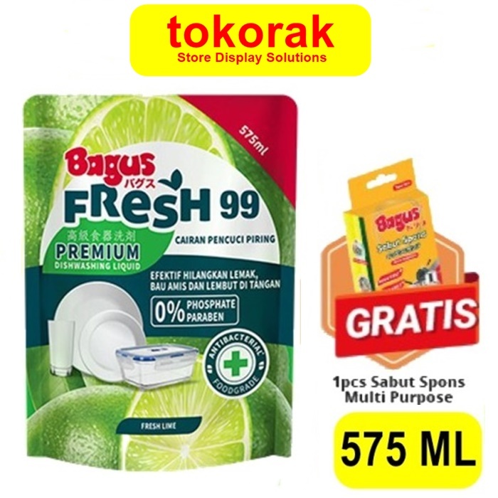 Jual BAGUS FRESH 99 REFILL SABUN CUCI PIRING ANTI BAKTERI 575ML ...