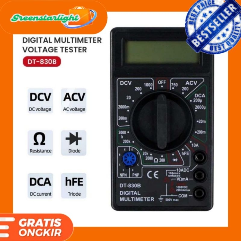 Jual Avometer DT830B/Multitester Digital DT 830B Multimeter/Voltmeter ...