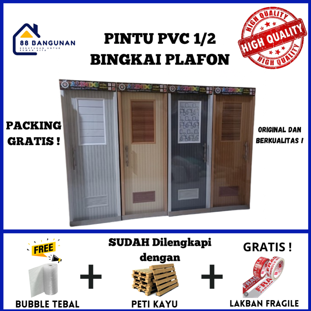 Jual [Packing Peti Kayu] PINTU KAMAR MANDI / PINTU PVC 1/2 BINGKAI ...