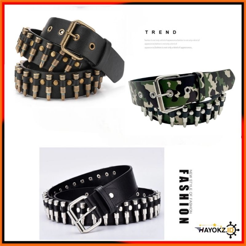 Jual Sabuk Ikat Pinggang Kulit Peluru Gesper Amunisi Band Metal Punk ...