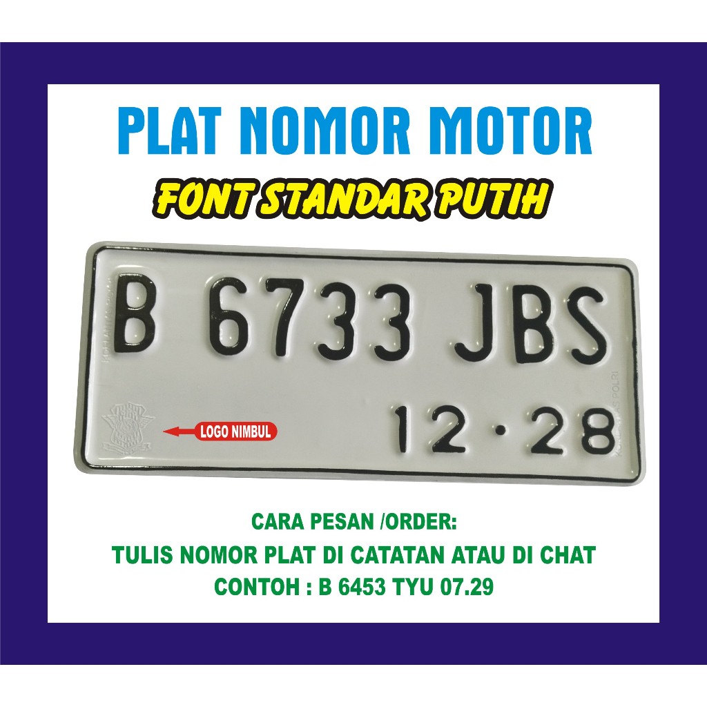 Jual PLAT NOMOR MOTOR SGANDART RASA VARIASI FONT BARU/ FONT EROPA HITAM ...