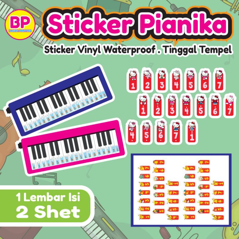 Jual Isi 2 Shet sticker pianika stiker pianika waterproof | Shopee ...