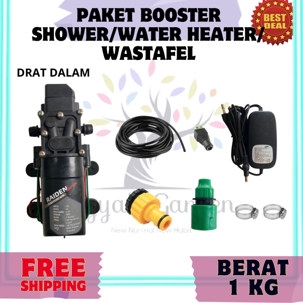Jual Paket Pompa Pendorong Shower Water Heater wastafel Shower Booster ...