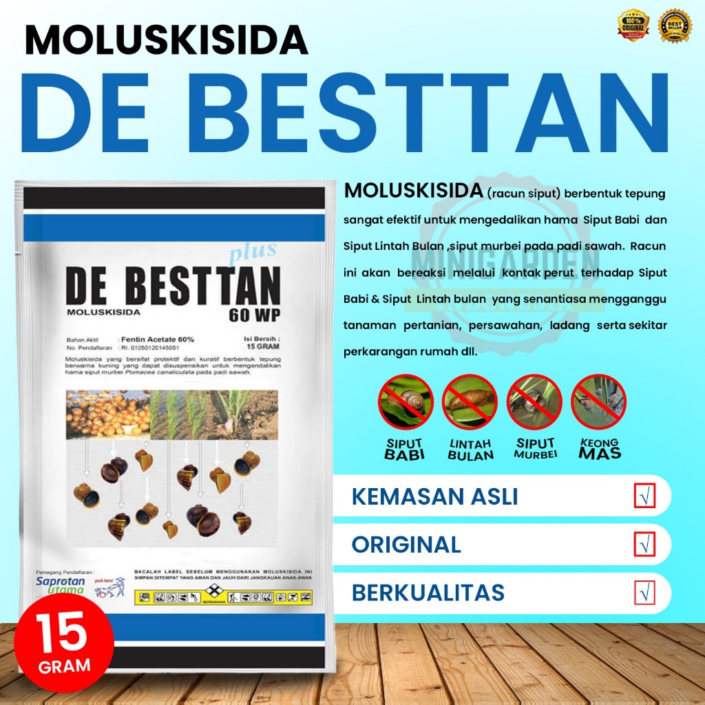 Jual DE BESTTAN 60 WP 15 GRAM KEMASAN KECIL moluskisida obat pembasmi ...
