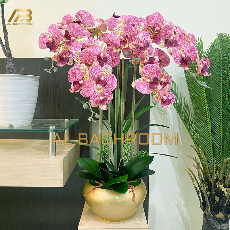 Jual 1 SET RANGKAIAN BUNGA ANGGREK LATEX JUMBO POT GOLD BESI PREMIUM ...