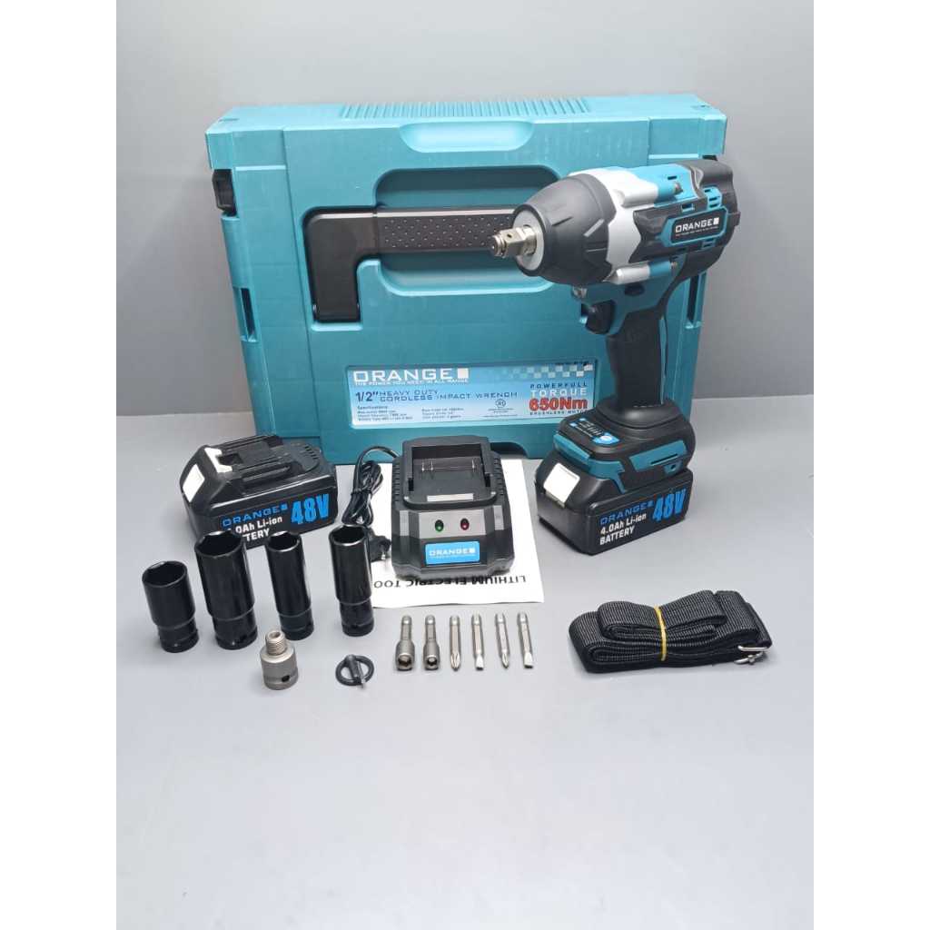 Jual Mesin Bor Cordless Impact Wrench Orange 1/2" Mesin Bor Baut ...