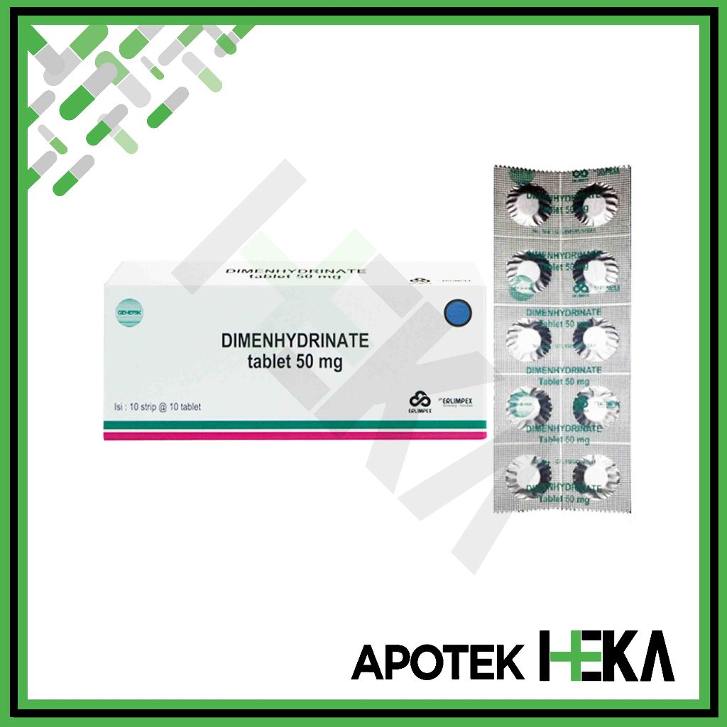 Jual Dimenhydrinate Erlimplex 50 mg Box isi 10x10 Tablet - Mabuk ...