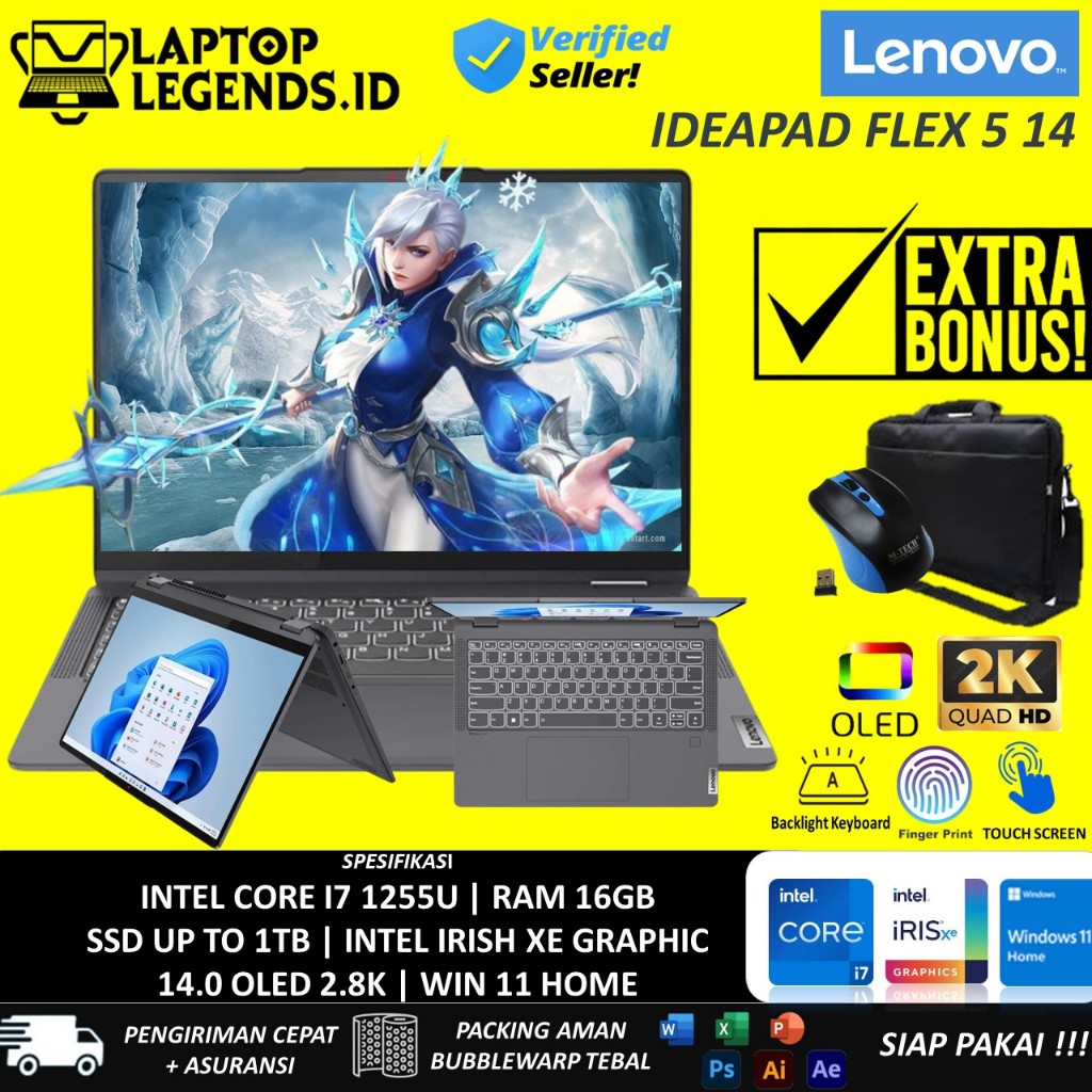 Jual LAPTOP 2IN1 LENOVO IDEAPAD FLEX 5 14 INTEL I7 1255U 16GB 1TB 14.0 ...