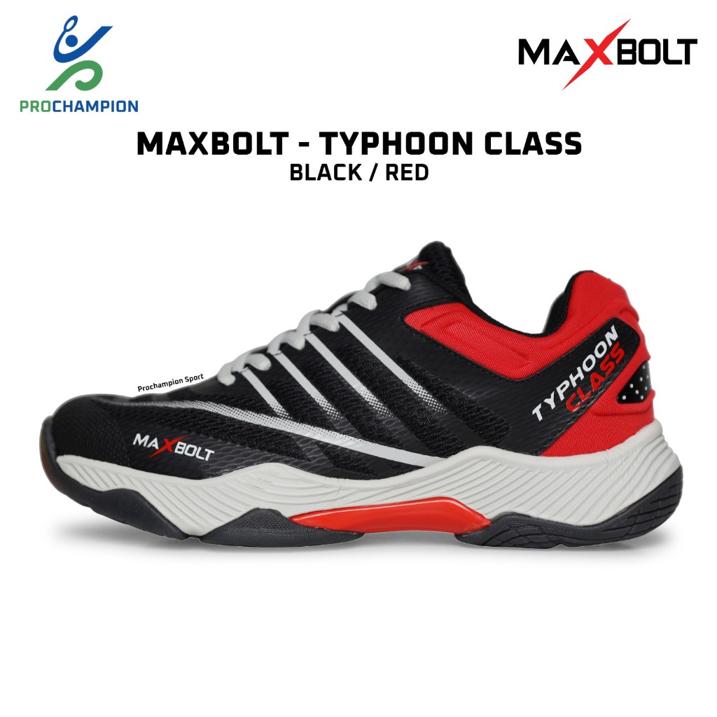 Jual Limited Series Sepatu Badminton Maxbolt Typhoon Class Black Red ...