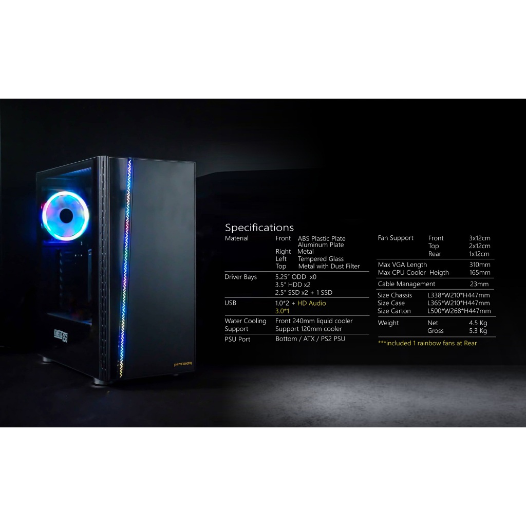 Jual Imperion Kinetic353 PC Case Gaming -03047 | Shopee Indonesia