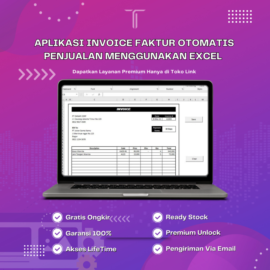 Jual Aplikasi invoice Faktur Otomatis Penjualan menggunakan Excel ...