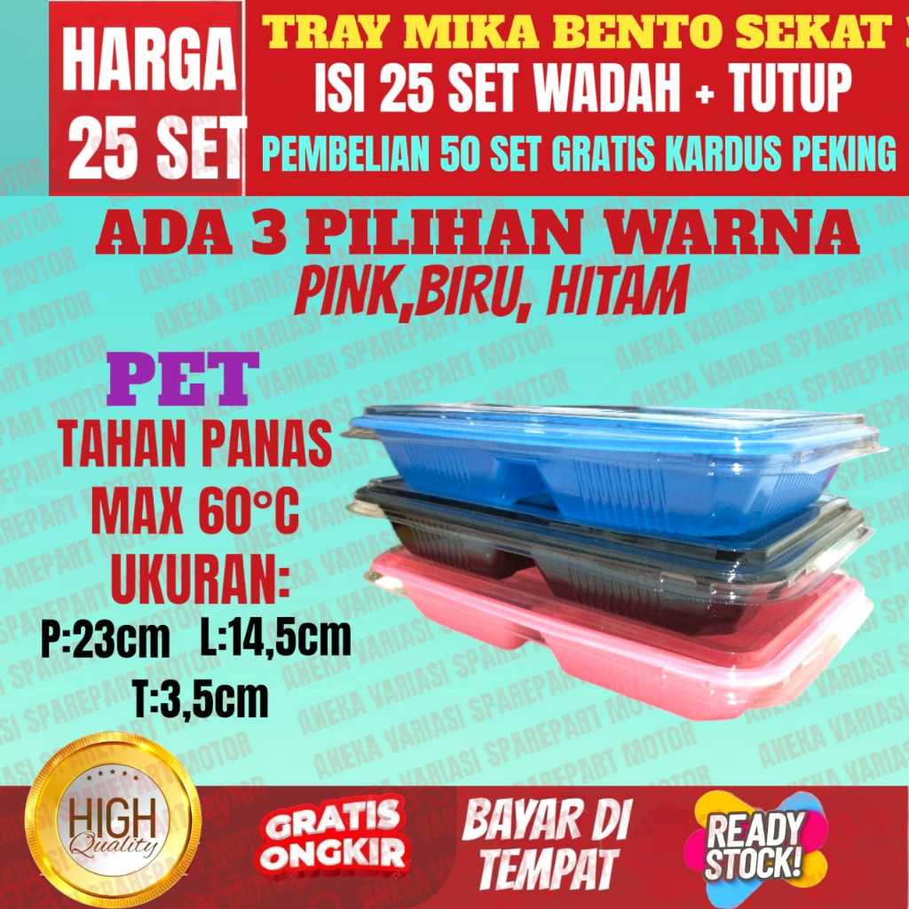 Jual Tray Mika Bento Sekat 3 / Tray Bento 3 Sekat / Box Bento [ HARGA ...