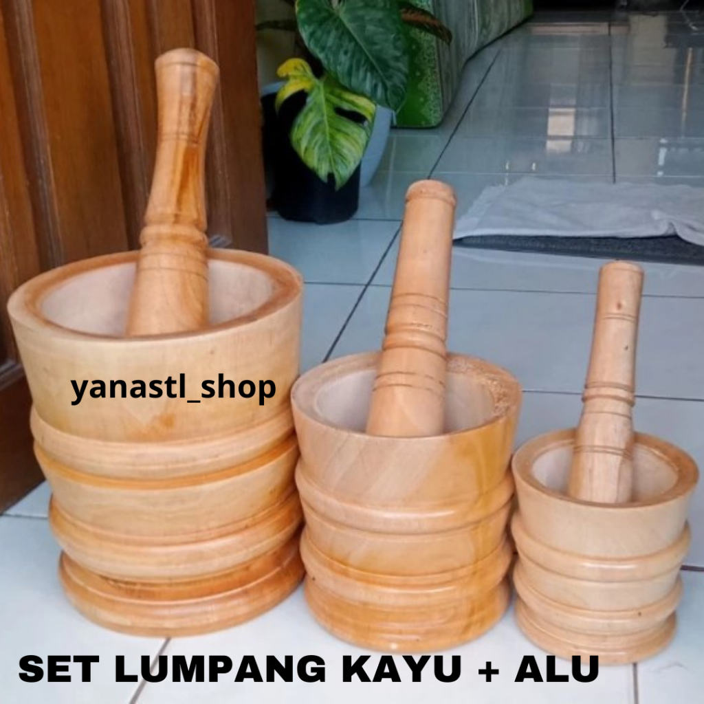 Jual PROMO SET LUMPANG KAYU KECIL MODEL UKIR + ALU / Lumpang Kayu ...