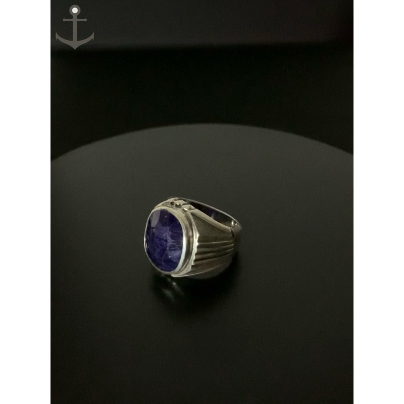 Jual Cincin perak pria silver ring 925 asli dengan batu natural blue ...