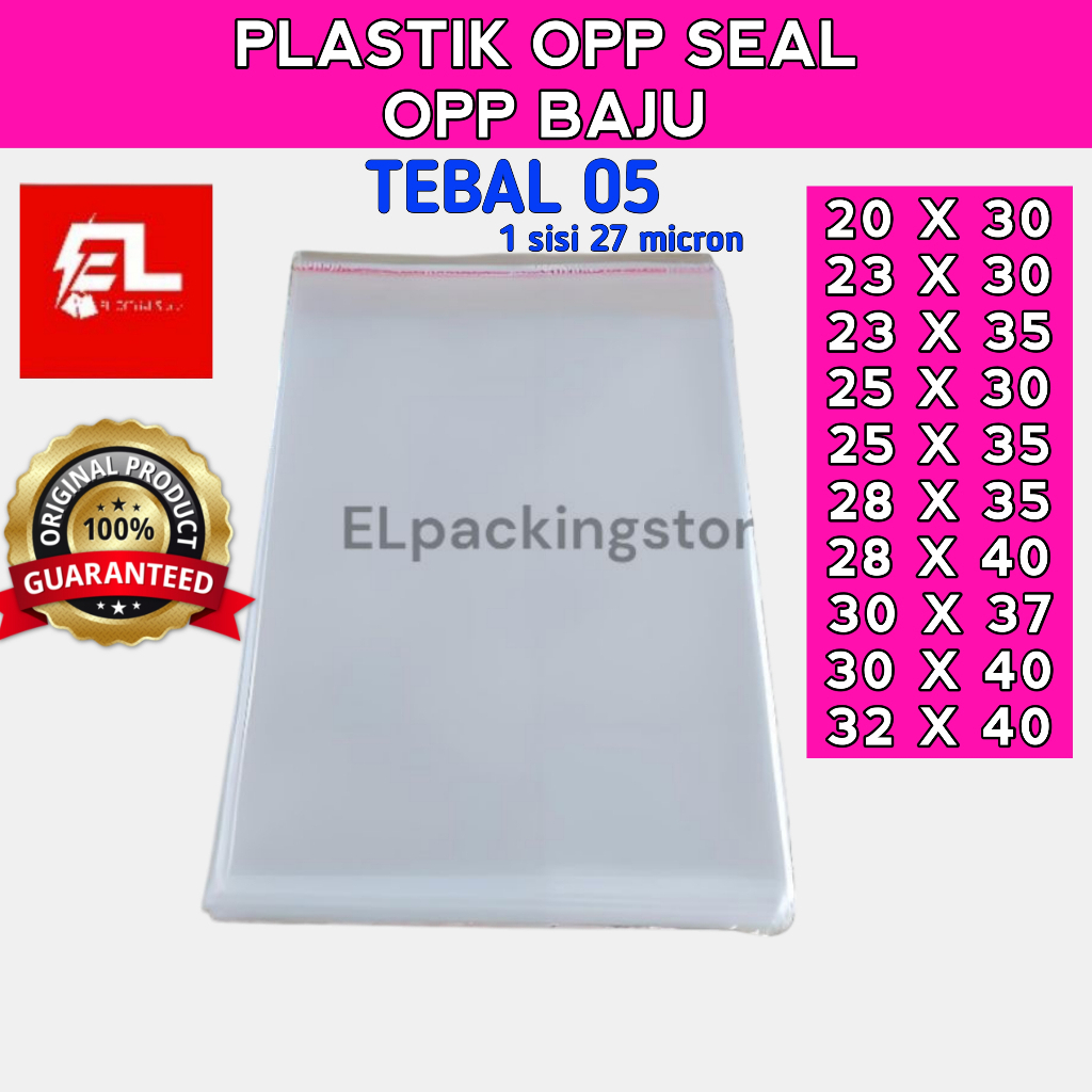 Jual PLASTIK OPP SEAL TEBAL 05 (28MICRON) - OPP GARMEN - OPP BAJU - OPP ...