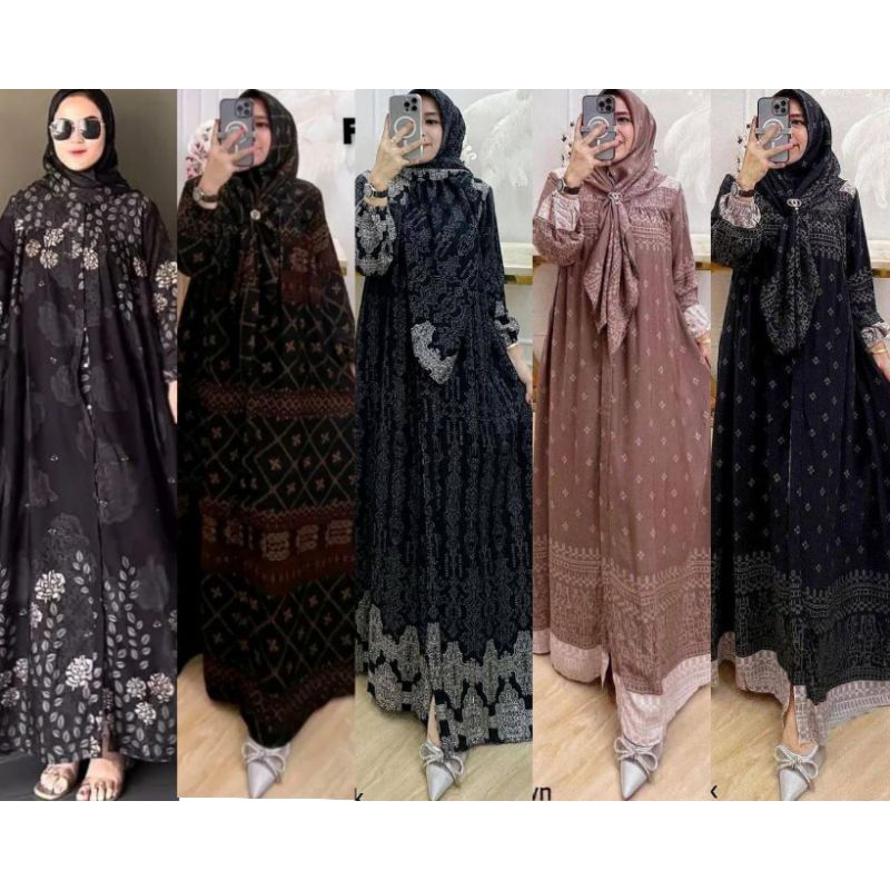 Jual Gamis set hijab jelita per motif matt rayon diamond super premium ...