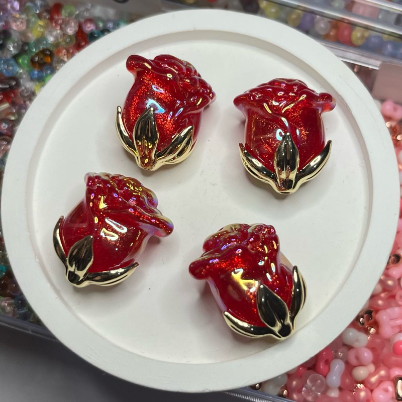 Jual Beads Manik Fancy Bunga Mawar Rose Coating Gold Plated | Shopee ...