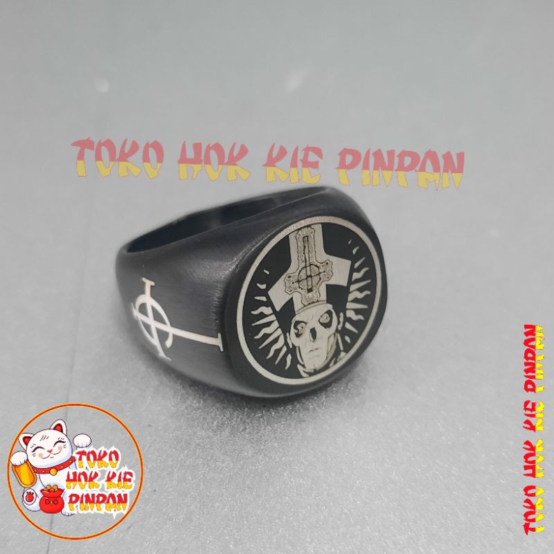Jual cincin ghost band rock cross salib satanic baphomet custom logo ...