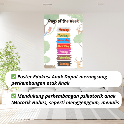 Jual Kiana Creative Poster Anak Edukasi Belajar Nama Hari A3 Bahan ...