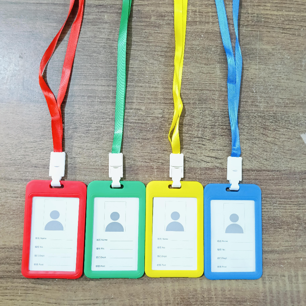 Jual NAME TAG ID CARD HOLDER + TALI GANTUNGAN NAMA MERAH BIRU KUNING ...