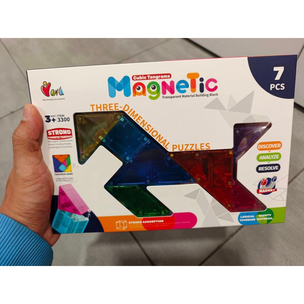 Jual Yinerle Magnetic Tangram Puzzle Building Blocks Balok Mainan Rakit ...