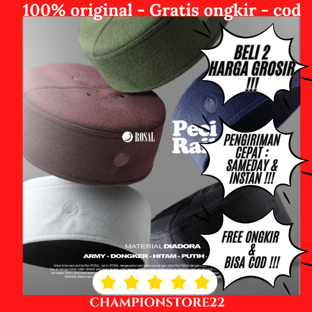 Jual Peci Malaysia Rosal Rayhan Raihan Kopiah Sholat Bahan Diadora ...