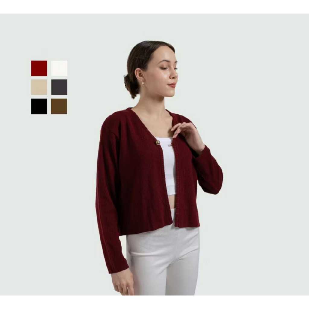 Jual Maja Cardigan Polos Crop Wanita Lengan Panjang Terlaris Knitwear ...
