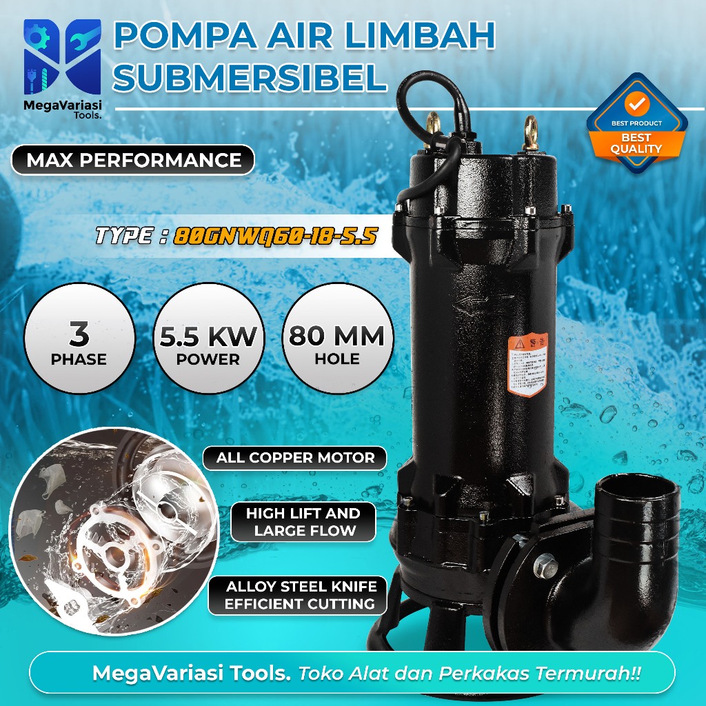 Jual Pompa Limbah Pompa Celup Air Kotor Dengan Pemotong Sampah 5.5 KWH ...