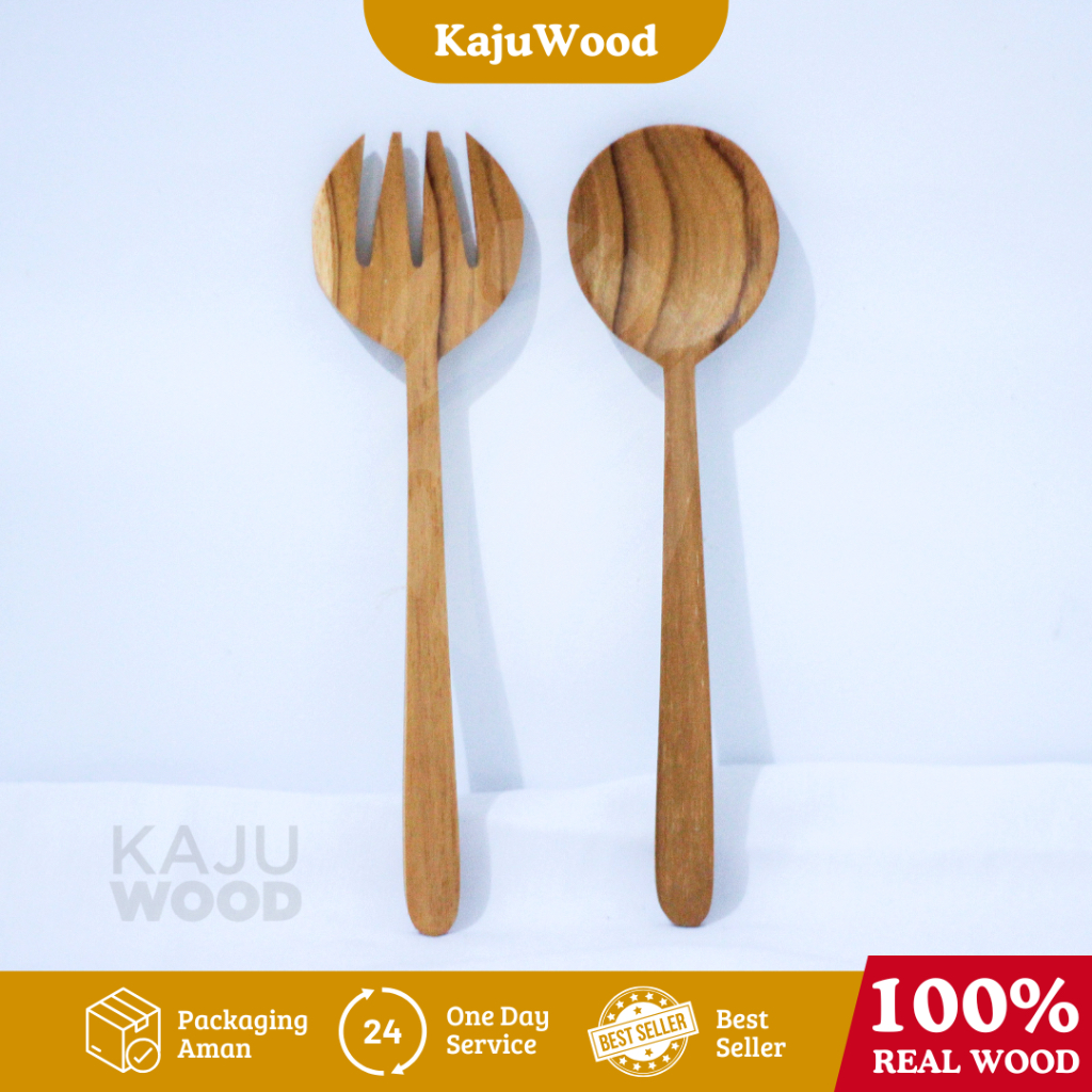 Jual Sendok garpu kayu set. Wooden fork and spoon set | Shopee Indonesia