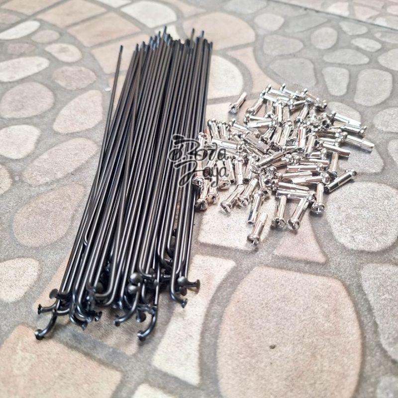 Jual JARI JARI SPAK UN sepeda STAINLESS HITAM 14G x 187 mm untuk rims ...
