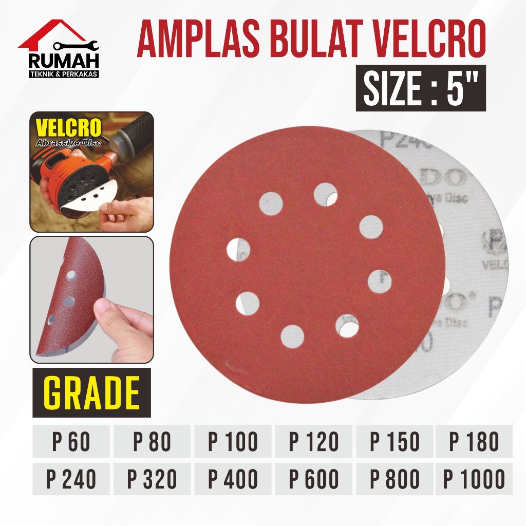 Jual AMPLAS BULAT VELCRO 5" / Amplas tempel | Shopee Indonesia