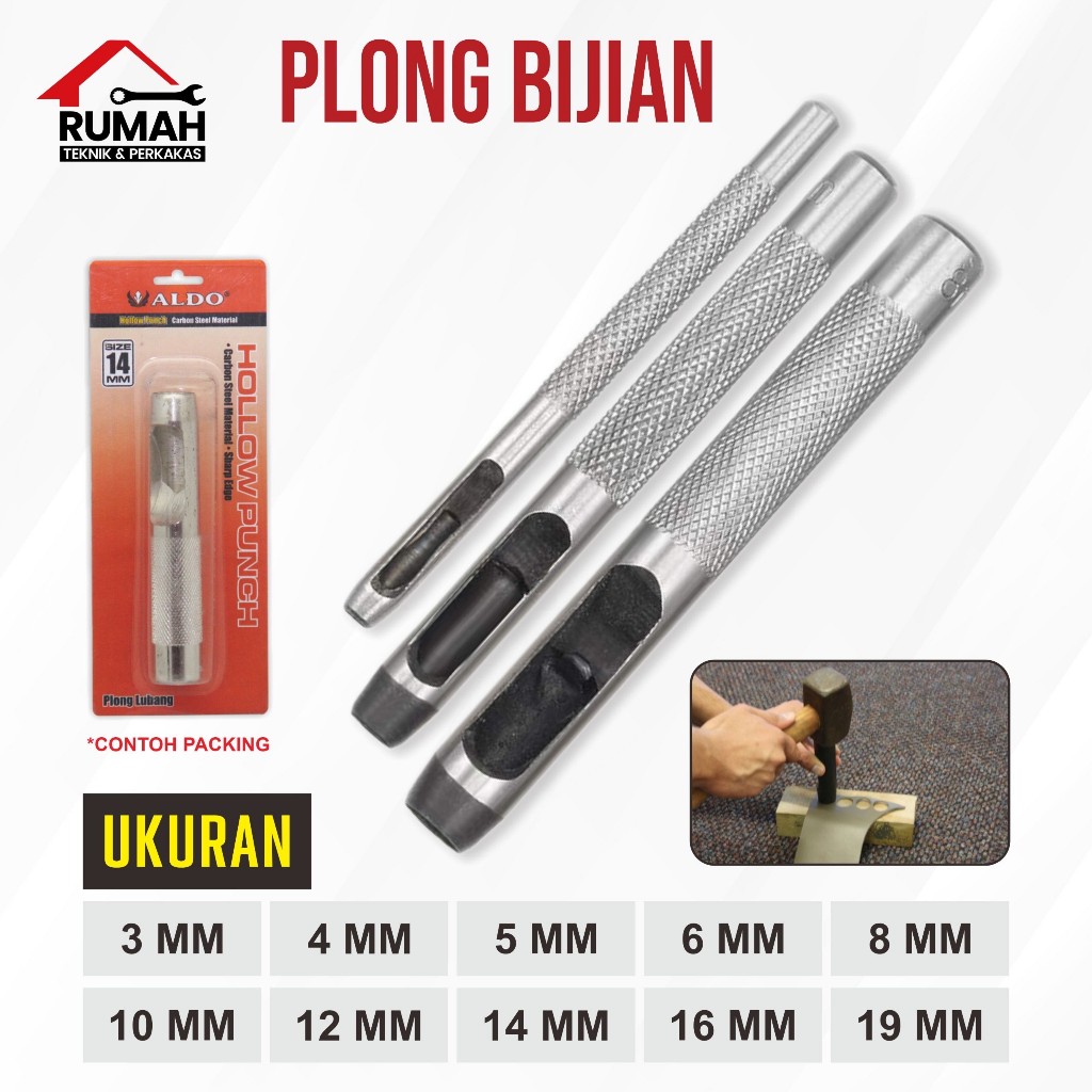 Jual PLONG BIJIAN / Hollow punch / Alat pembuat lubang kulit (3,4,5,6,8,10,12,14,16,19 MM ...