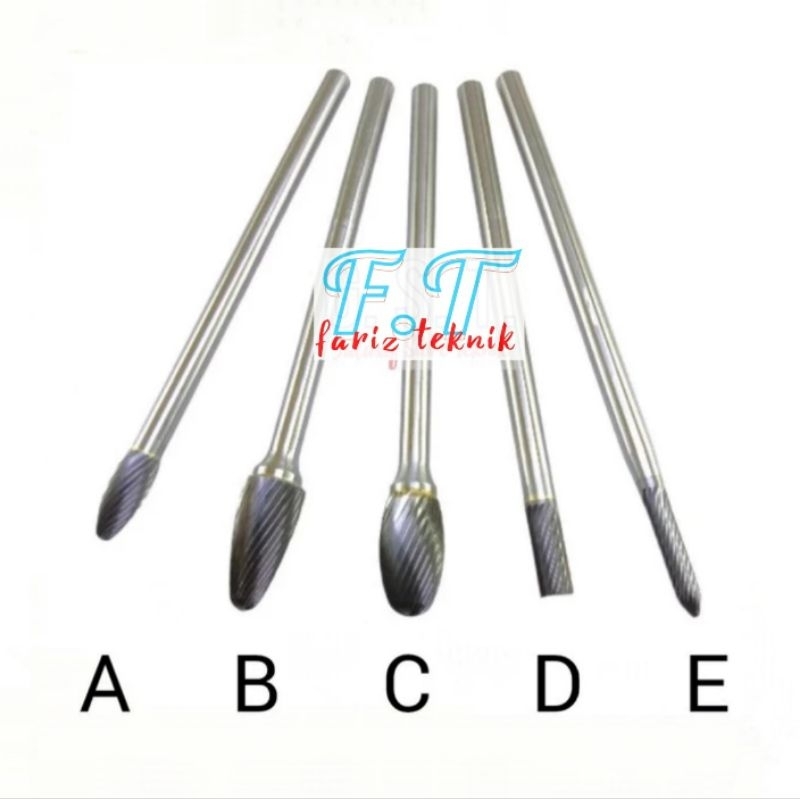 Jual mata cuner tuner rotary burrs cuner carbide batang 6mm long 120mm ...