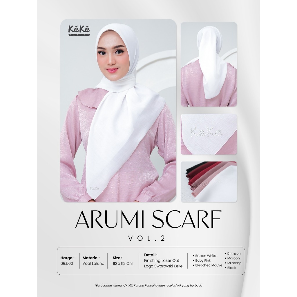 Jual KEKE RICIS ARUMI SCARF VOL 1 2 HIJAB SEGI EMPAT POLOS BAHAN VOAL LALUNA TEGAK ANTI KUSUT ...