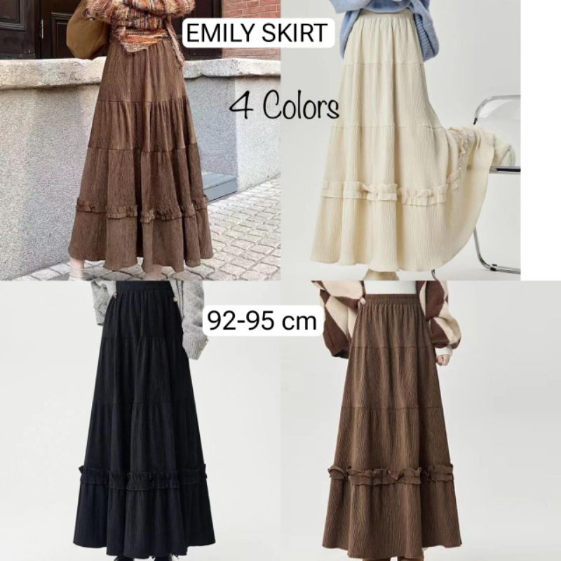 Jual EMILY - Rok Plisket Ruffle Susun Tingkat 3 Tebal Panjang | Shopee ...