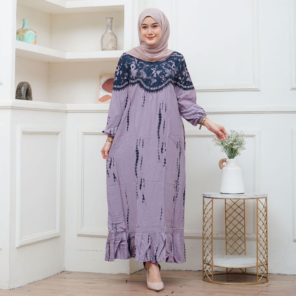 Jual Long Dress Daster Wanita Kekinian Lengan Panjang Bahan Rayon ...