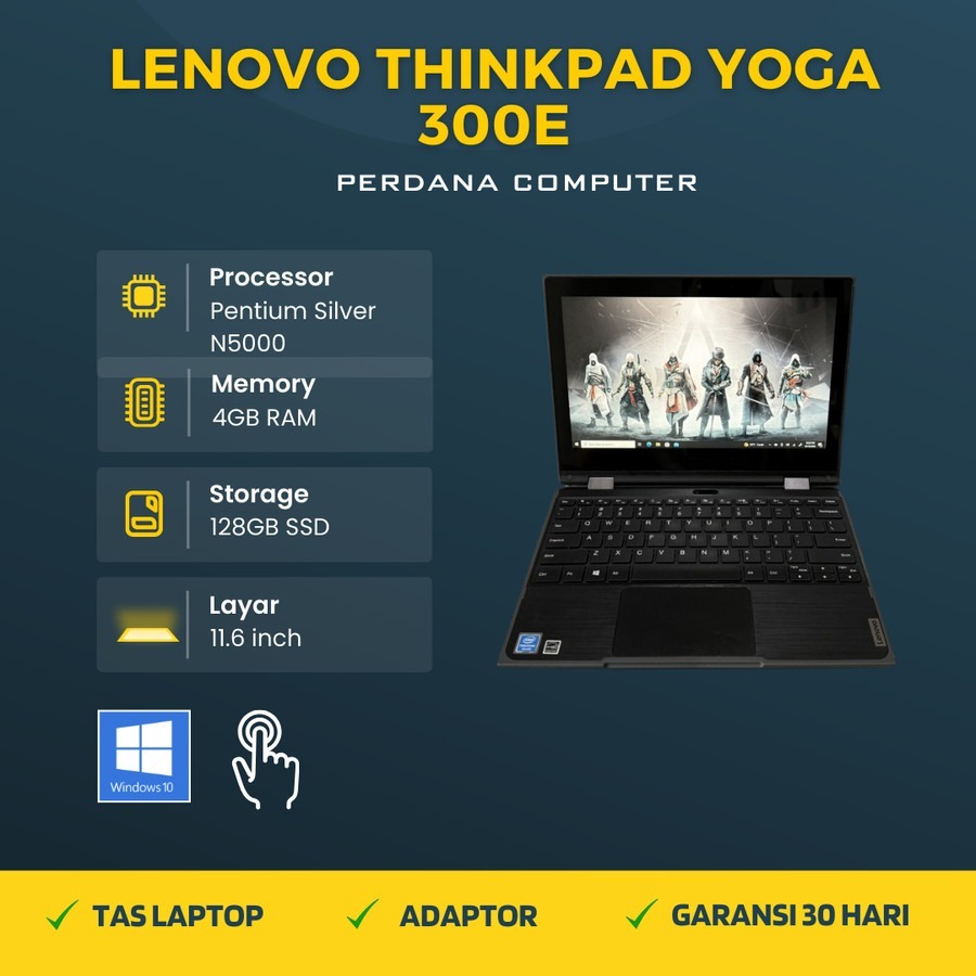 Jual Laptop Lenovo Thinkpad Yoga 300e intel Pentium Silver N5000 Ram ...