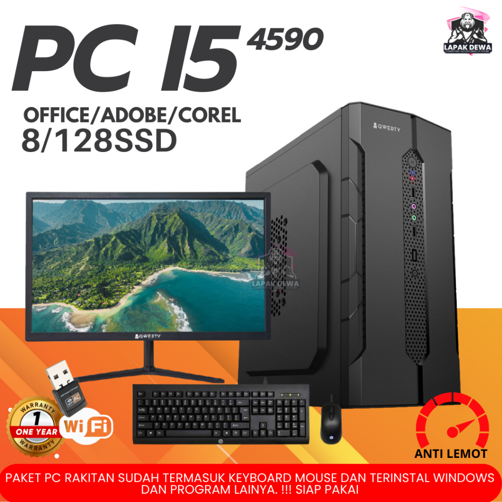 Jual PC Rakitan intel i5 Ram 8GB SSD monitor 19 Kasir Office Sekolah Toko | Shopee Indonesia