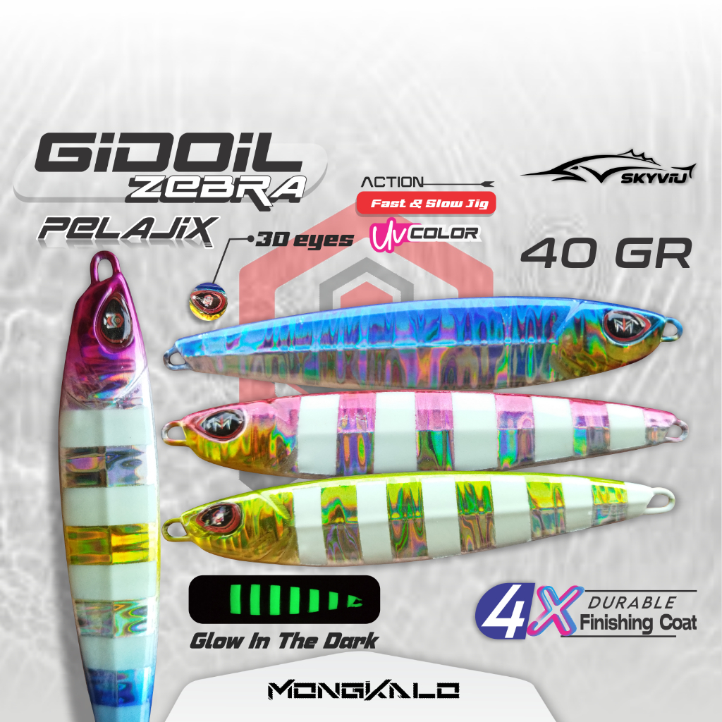 Jual Metal Jig 40 Gram GID Zebra UV Fosfor Jig Mongkalo PELAJIX Casting Jigging Siang Malam ...