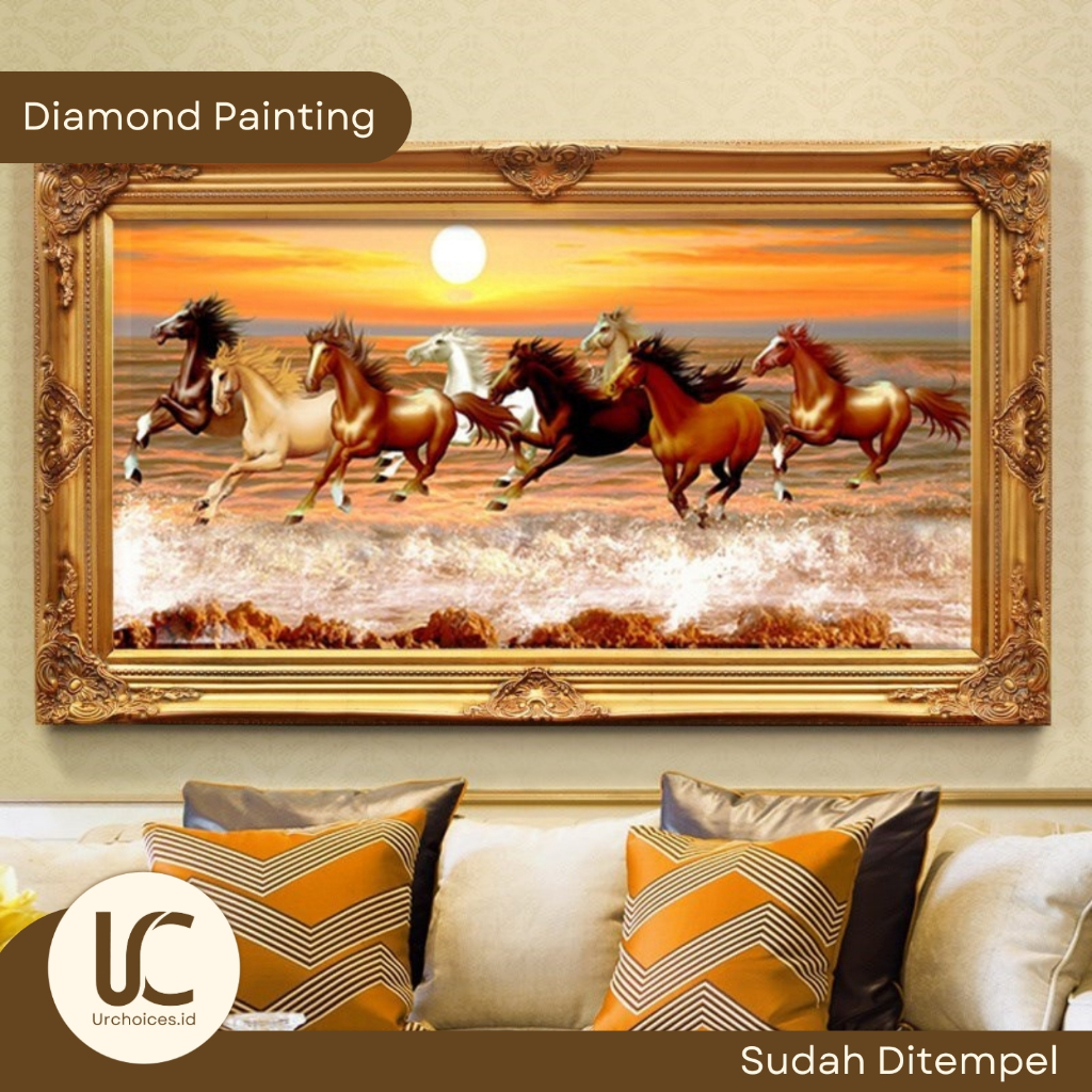 Jual Lukisan Diamond Painting Jadi Full Kanvas Gambar Delapan Kuda ...