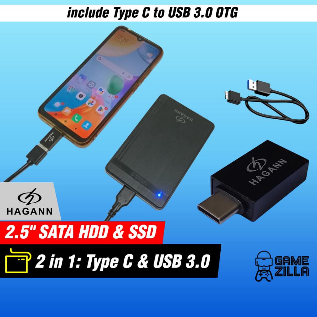 Jual USB 3.0 Casing dan Kabel + OTG Type C Hardisk Eksternal 2.5” HDD ...