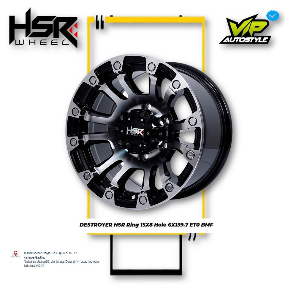 Jual HSR DESTROYER R15 - Velg Mobil Pajero, Fortuner, Hilux Doble Cabin ...
