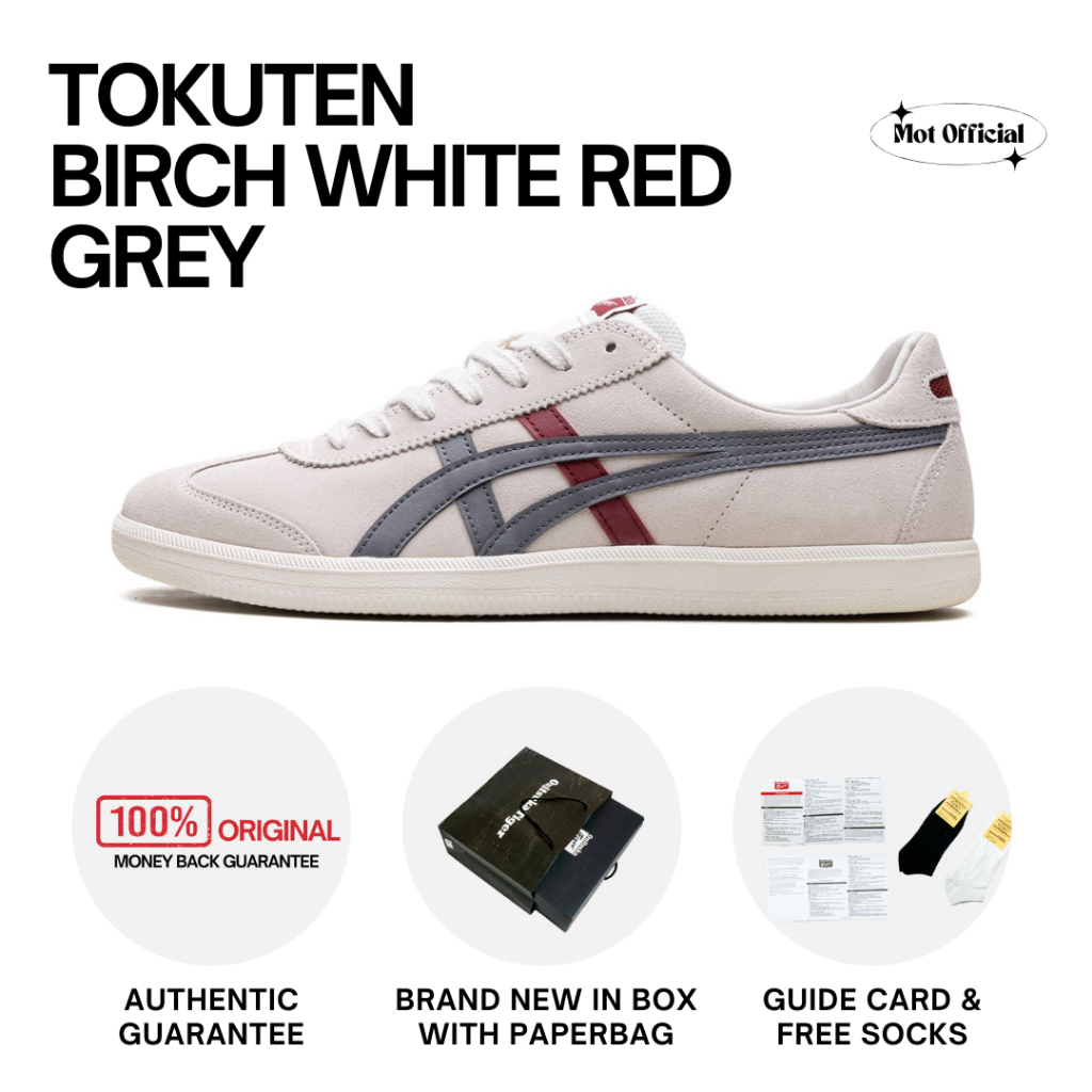 Jual Sepatu Sneakers 0nitsuka Tiger Tokuten Birch White Red Grey ...